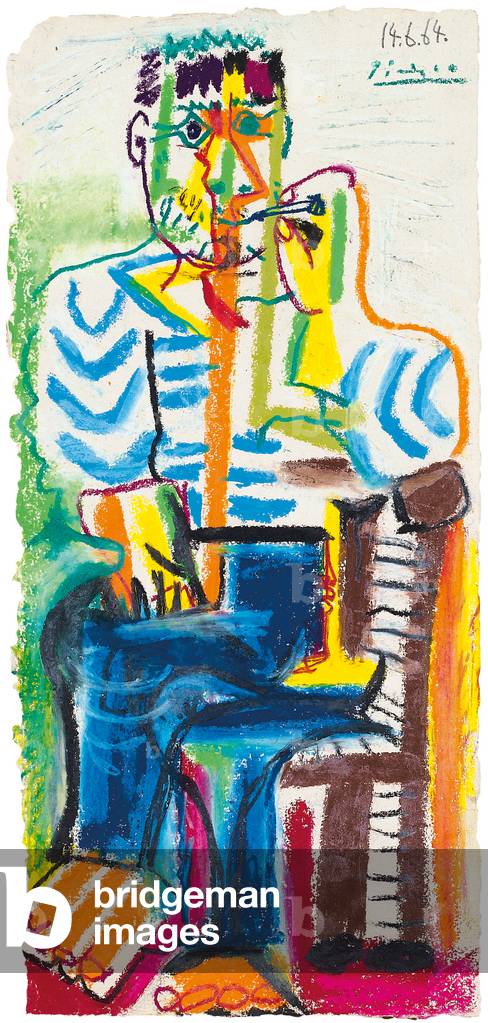 Image of Smoker Sitting; Le fumeur assis, 1964 (pastel and coloured wax ...