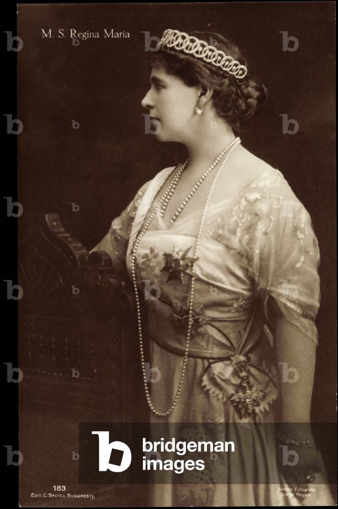 Image of Ak Queen Mary of Romania, Nobility Romania, Crown (b/w photo ...