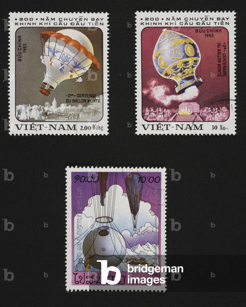 Image of Postage stamps commemorating Bicentennial of first balloon ...