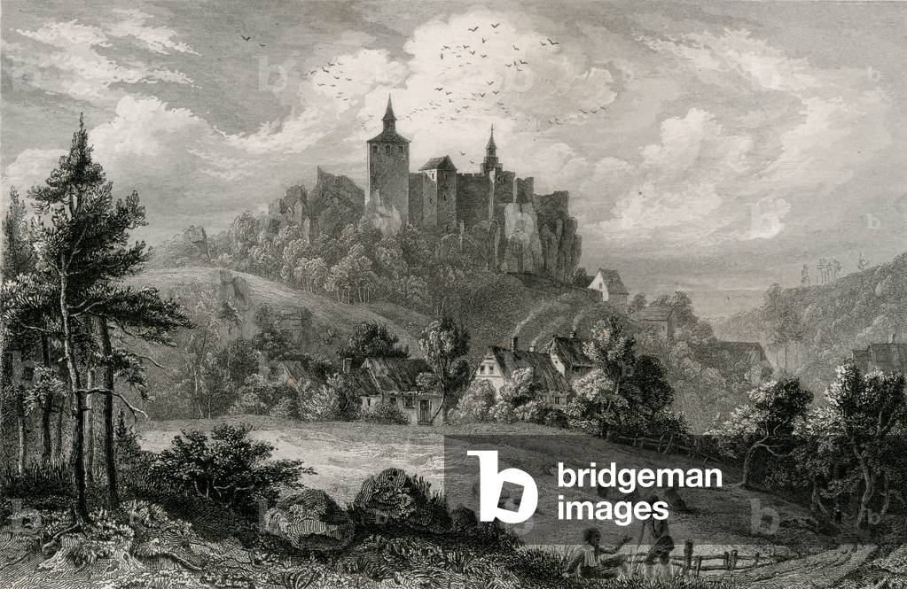 Image of View of Hohenstein castle, Germany, circa 1840, engraving by ...