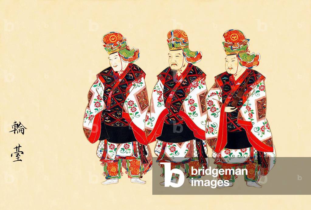 Image of Japan: 'Bugaku' dancers depicted in a horizontal 'emaki ...
