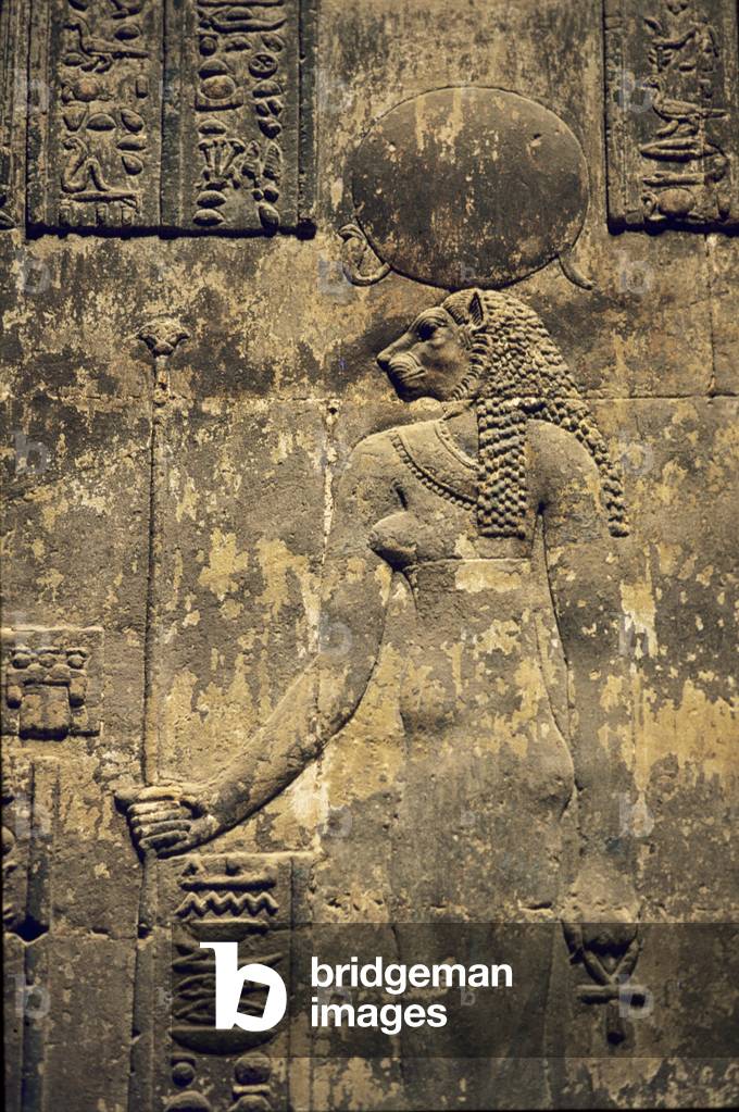 Image of Goddess Sekhmet, temple of Hathor, Dendera (photo)