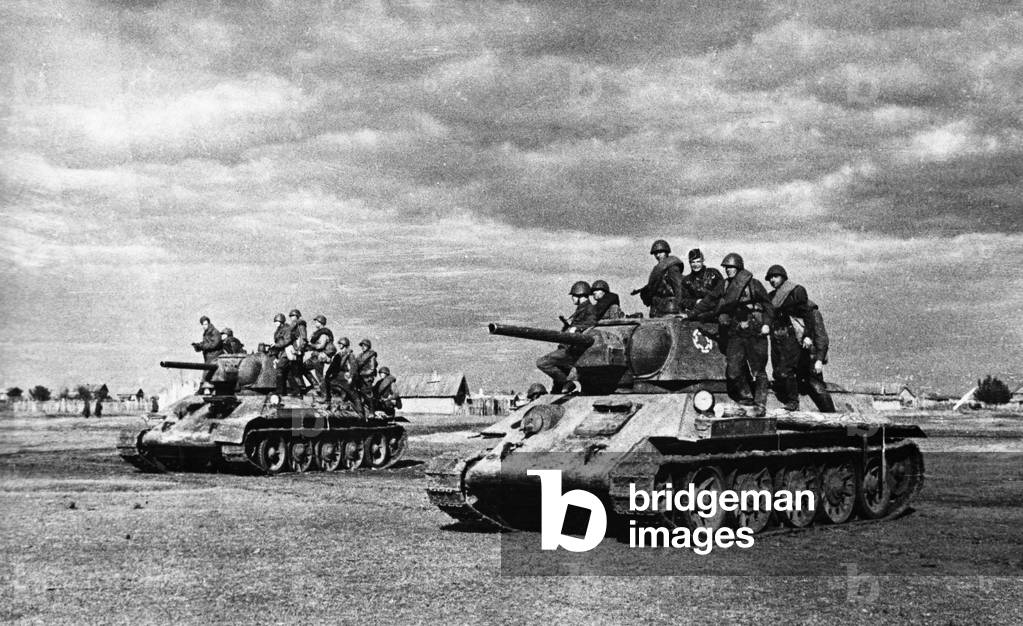 Image of Battle of Stalingrad, a Soviet Tank Unit Advancing on Stalingrad.