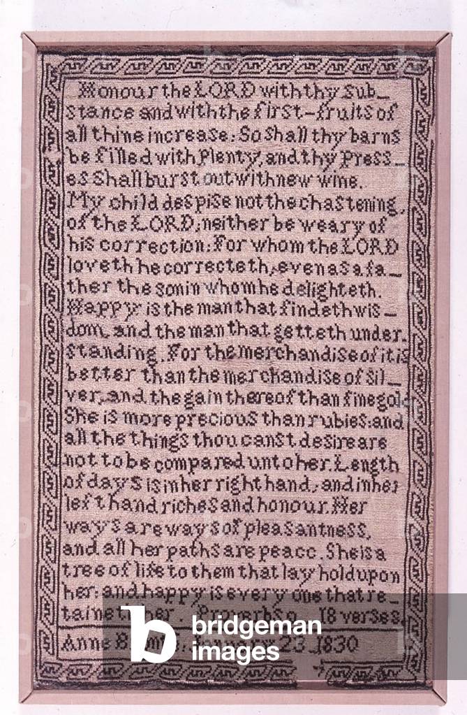Image of Anne Bronte's Sampler, January 23rd 1830 (textile)