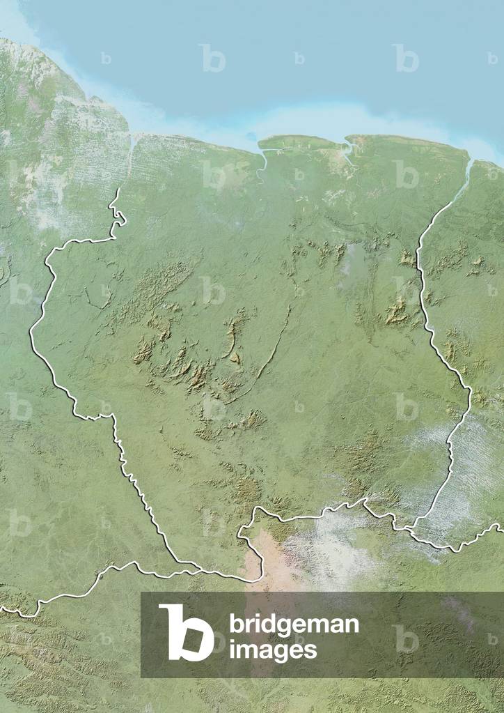 Image of Suriname, Relief Map with Border