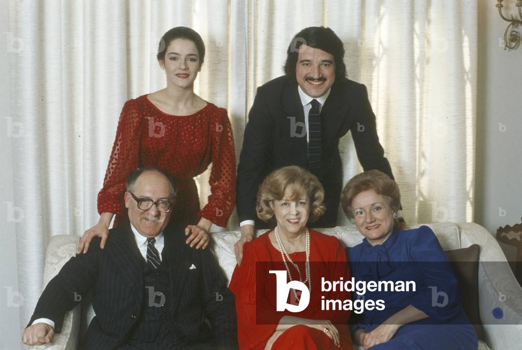 Image of Christian De Sica and Maria Mercader Forcada posing with Silvia,