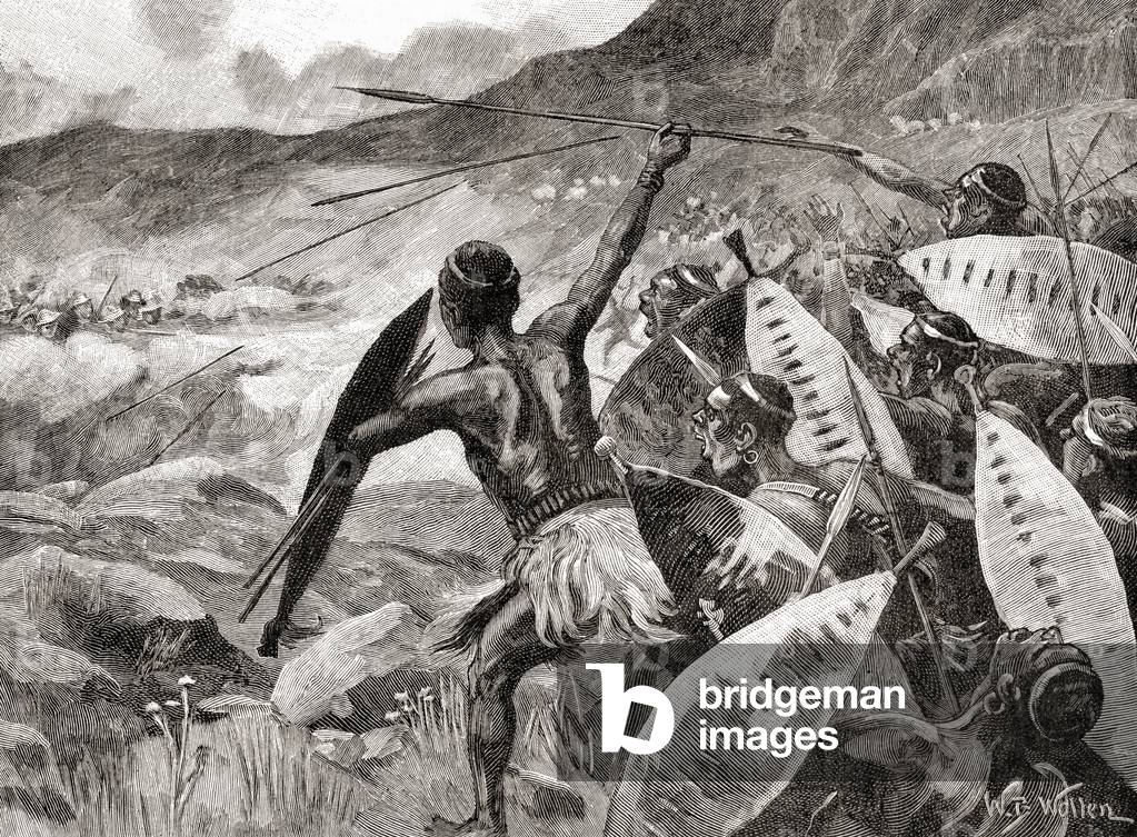 Image of Charge of the Ndebele warriors in the Matoppo Hills, South