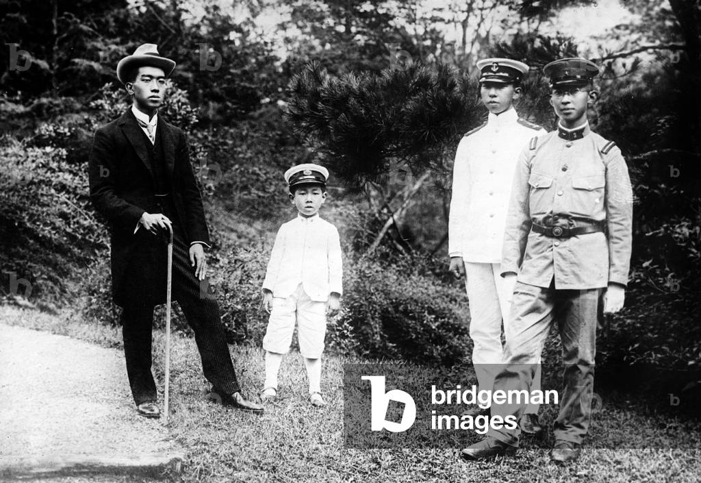 Image of The 4 sons of japanese emperor Taisho in 1921: future