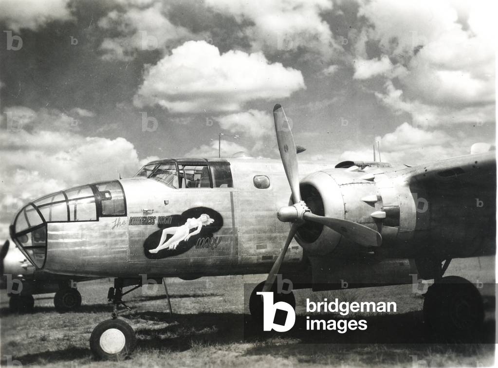 Image of Pacific Theater, Nose art [the Defenseless Virgin Mary] April 1946