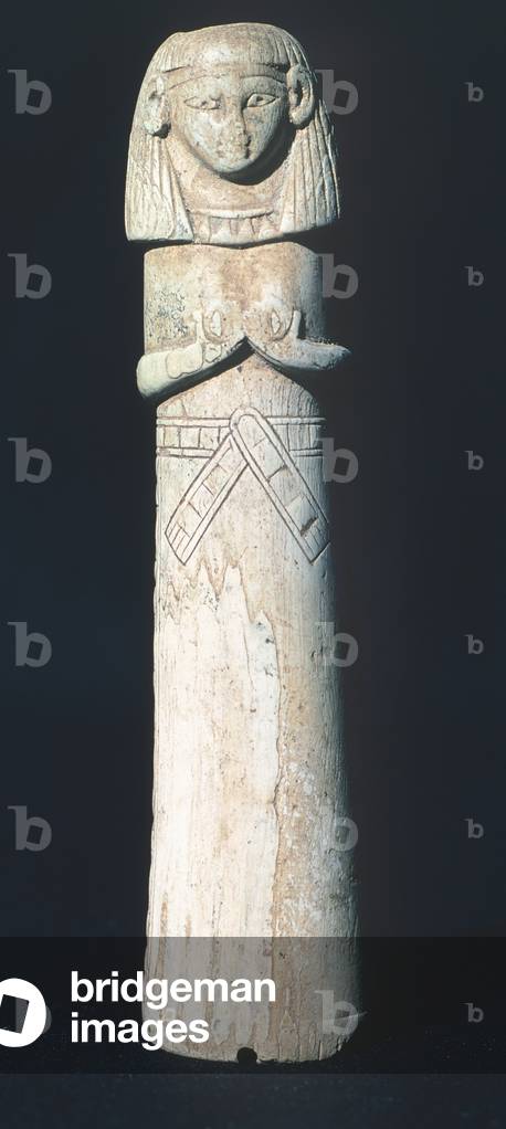 Image of Ivory mirror-handle in form of female, found in tomb in by ...