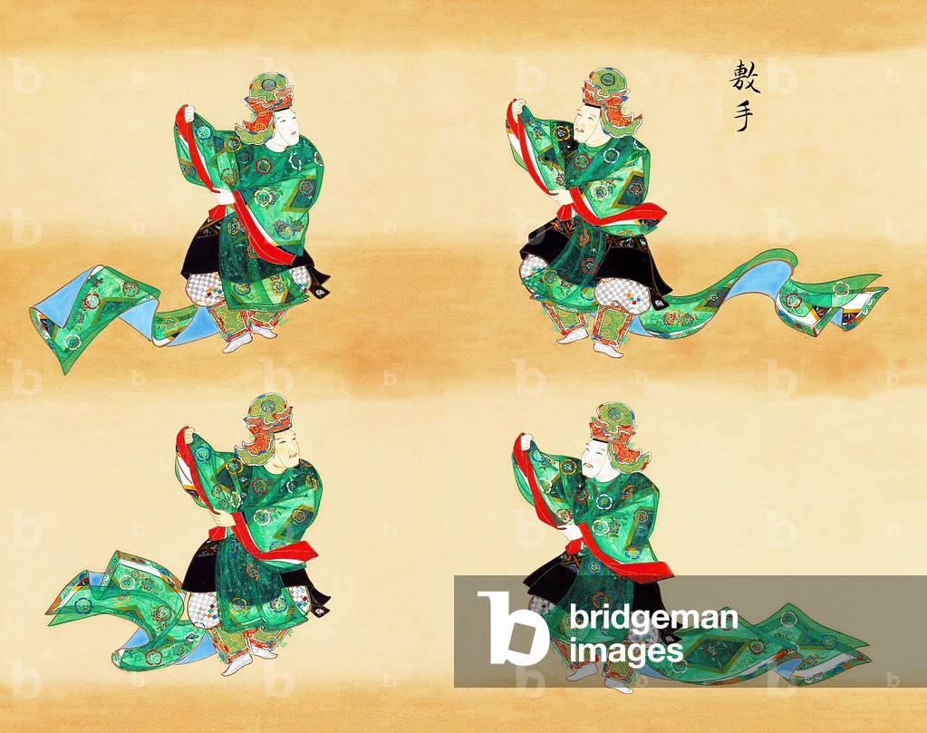 Image of Japan: 'Bugaku' dancers depicted in a horizontal 'emaki ...