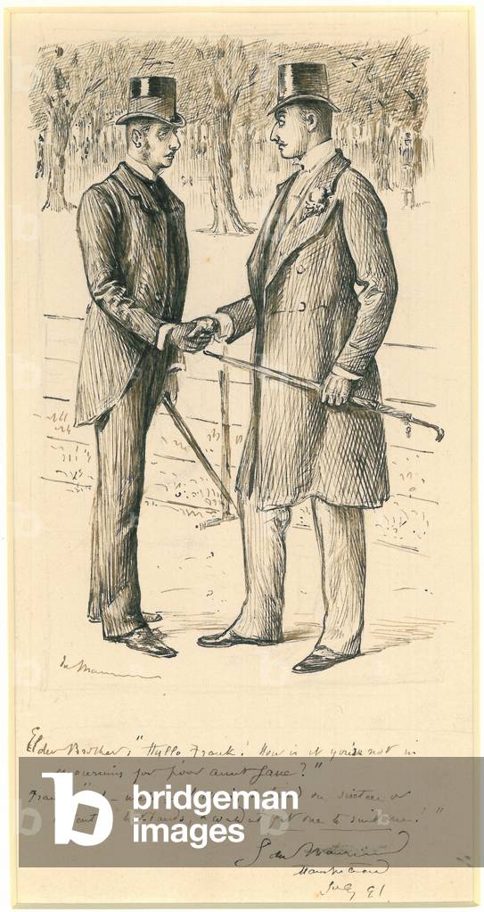 Image of 'Hello Frank!', 1891 (pen & ink on paper) by Du Maurier ...