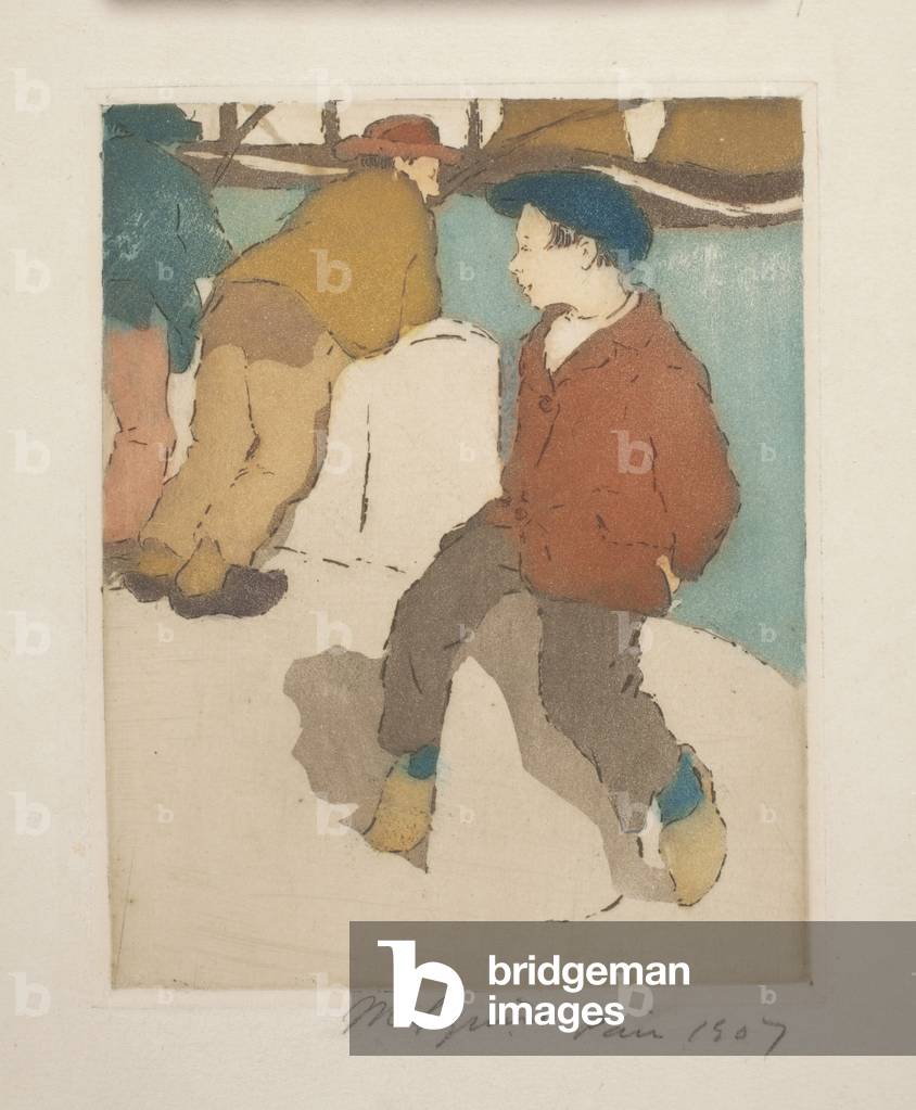 Image of Sur le quai (On the Quai), 1907 (colour etching & by Squire ...