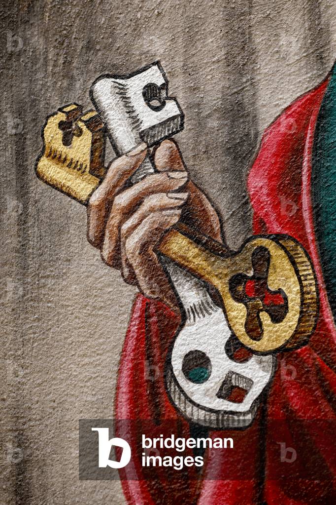 Image of Detail of a fresco depicting Saint peter holding keys in