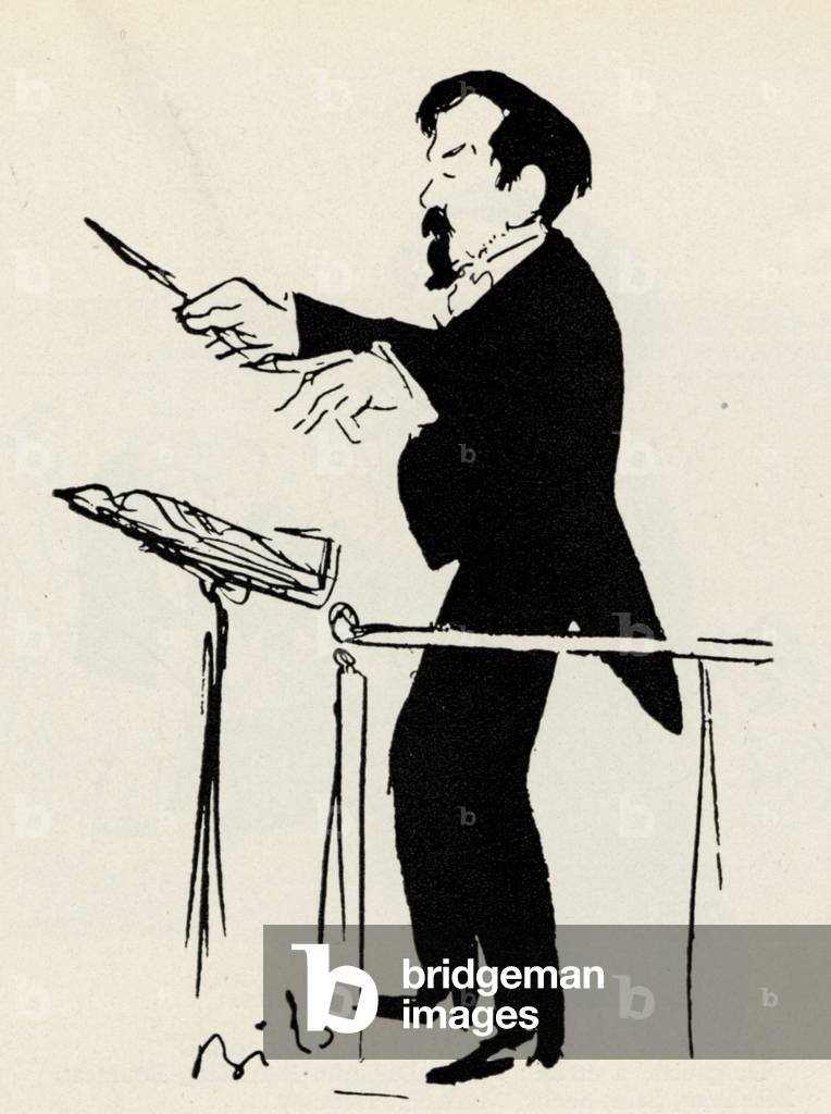 Image of Claude Debussy conducting a