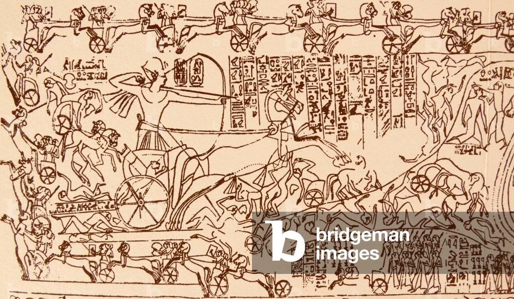 Image of Detail from a frieze showing the Battle of Kadesh (Qadesh)