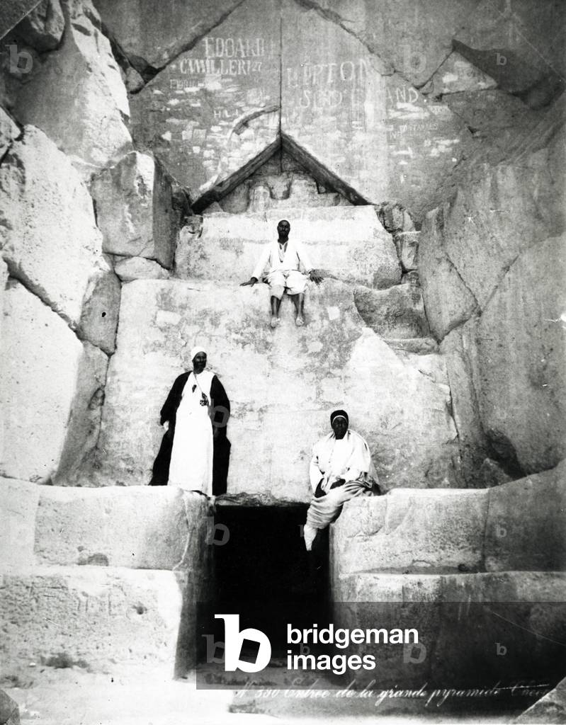 Image of Entrance of the Great Pyramid of Cheops, c.1880 (b/w photo) by ...