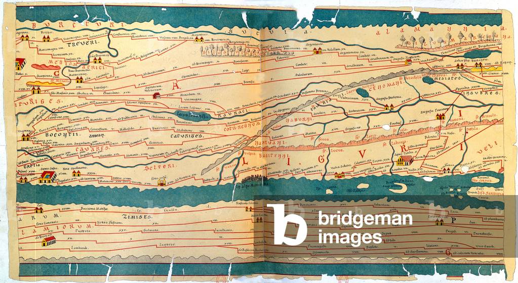 Image of Detail of Italy from the Peutinger map copy