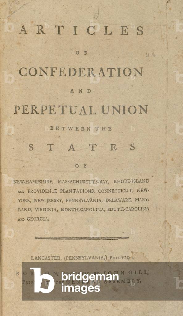 Image of The Articles of Confederation. Cover page of a 1777 printed