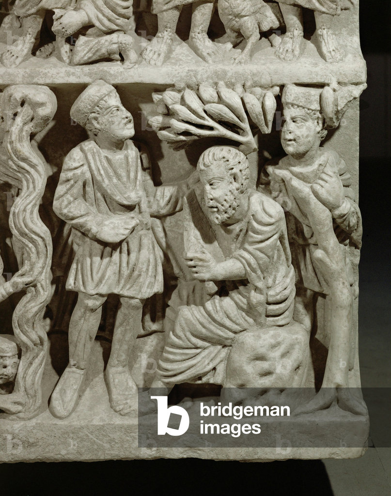 Image of Saint Peter teaching the neophytes, from the ' Sarcophagus of ...