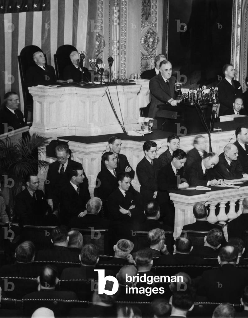 Image of President Franklin D. Roosevelt addressing Congress, 1941 ...