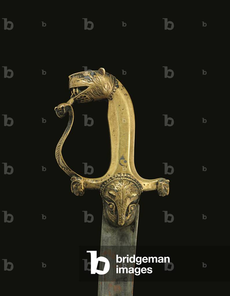 Image of A sword with a tiger-head hilt, late 18th century (brass) by ...