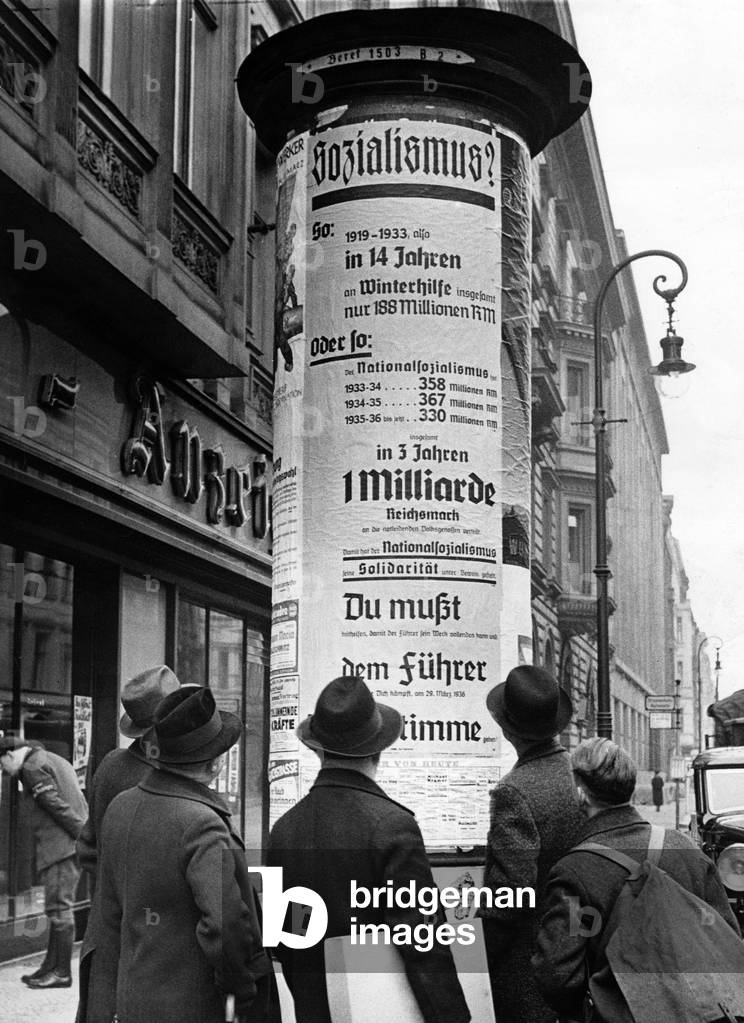 Image of Propaganda poster for the Reichstag elections 1936 (b/w photo)