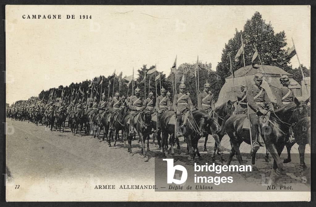 Campagne De 1914 Armee Allemande Defile De Uhlans A Postcard 