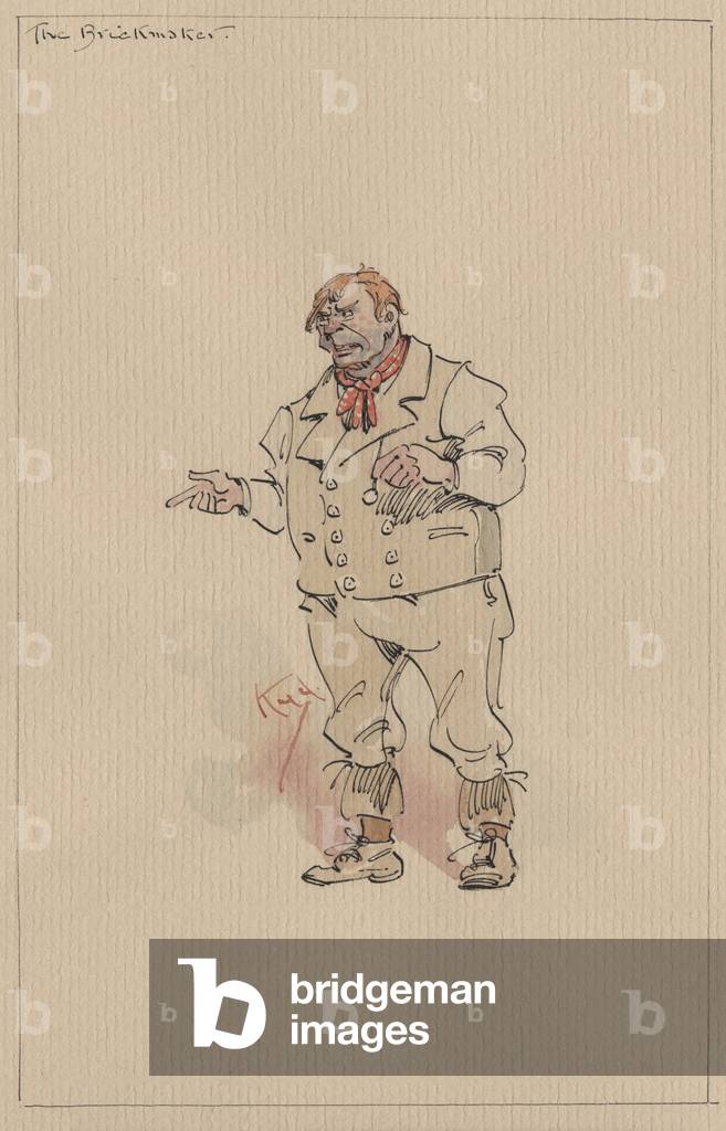 Image of The Brickmaker, c.1920s (pen & ink with w/c on paper) by ...
