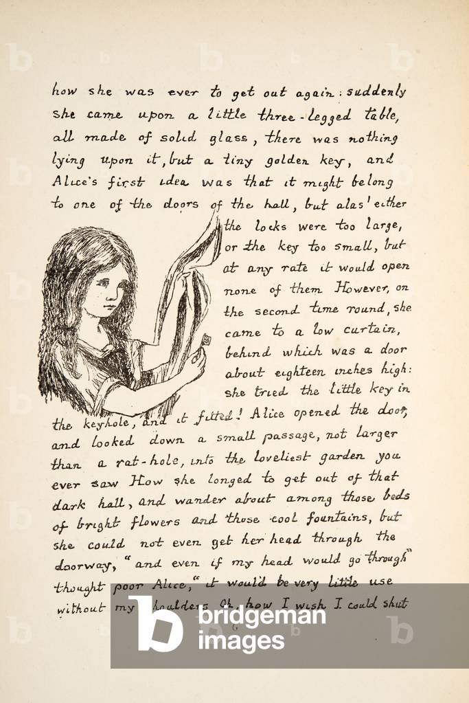 Image of Alice finds the Golden Key, illustration from 'Alice's ...