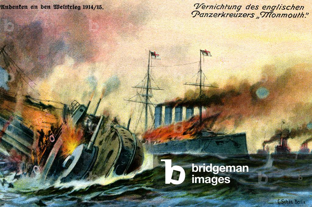 Image of World War I:Sinking of British armoured cruiser