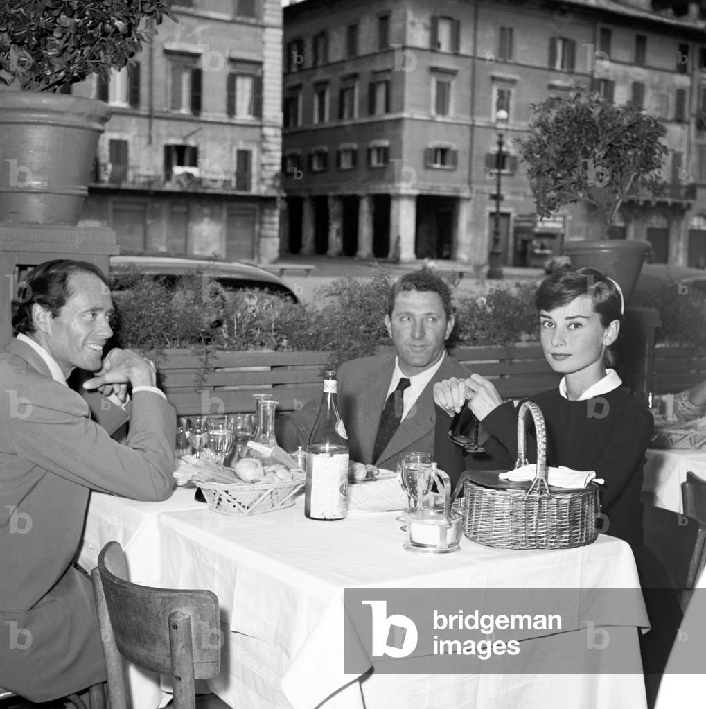 Image of Audrey Hepburn in Rome, Italy, 1959 (b/w photo)