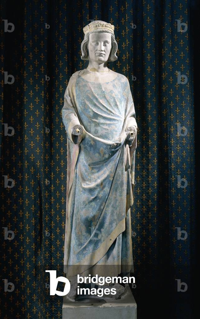 Image of King Louis IX, polychrome stone statue, from chapel of Castle