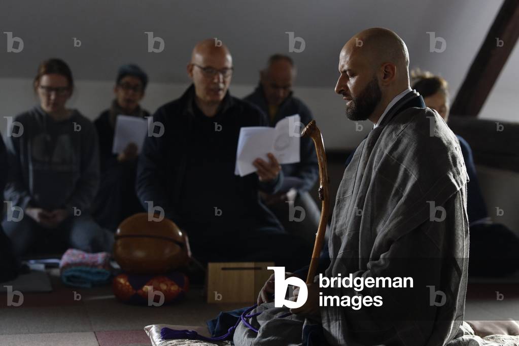 Image of Zen sesshin (retreat) in Tamie, France, Morning zazen ...