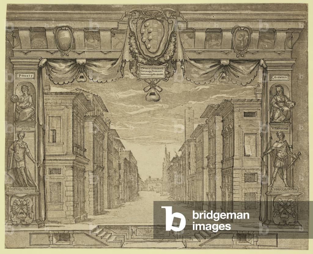 Image of Stage Design for L'Ortensio, 1589, Bolsi, Girolamo ...