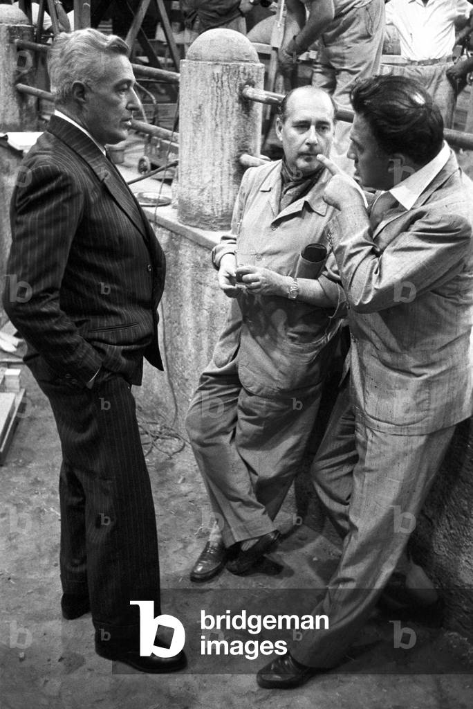 Image of Roberto Rossellini on the set of General Della Rovere, Italy,