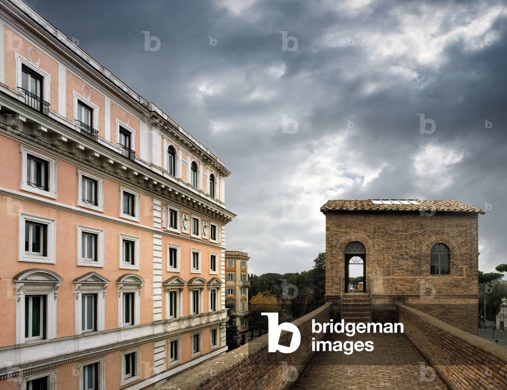 Image of Roman art : Walls walk and tower on via Campania by Roman ...