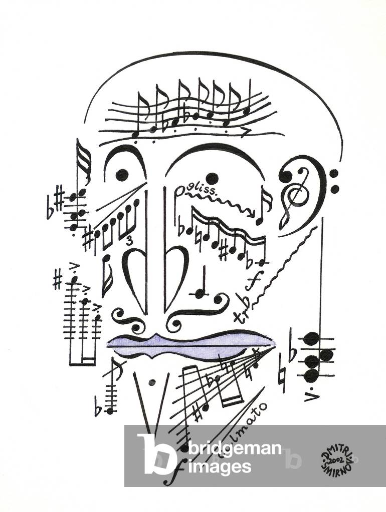Image of Dr Musicus - a face drawn using musical notation by Smirnov ...