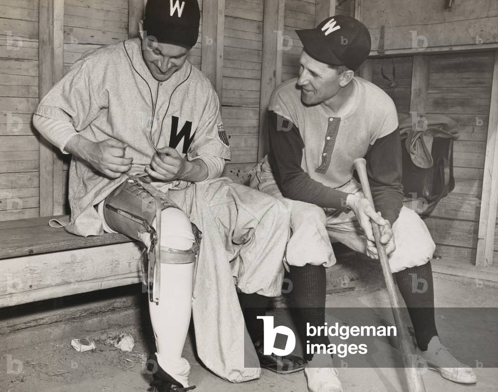 Image of Washington Senators pitcher, Lt. Bert R. Shepard, as Manager Ossie