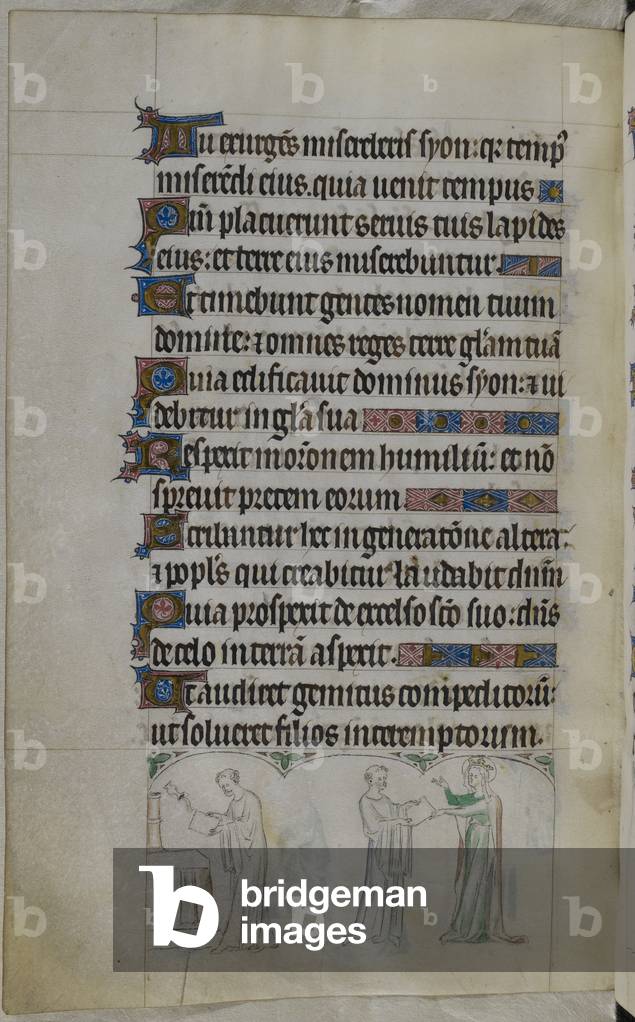 Image of Bas-de-page scene of the monk Anselm who spilt sacramental wine