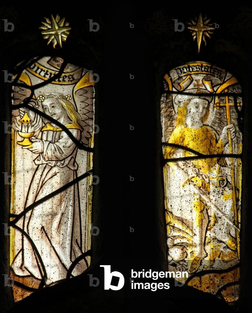 Image of Window s1 depicting the angelic Hierarchy: powers, virtues ...