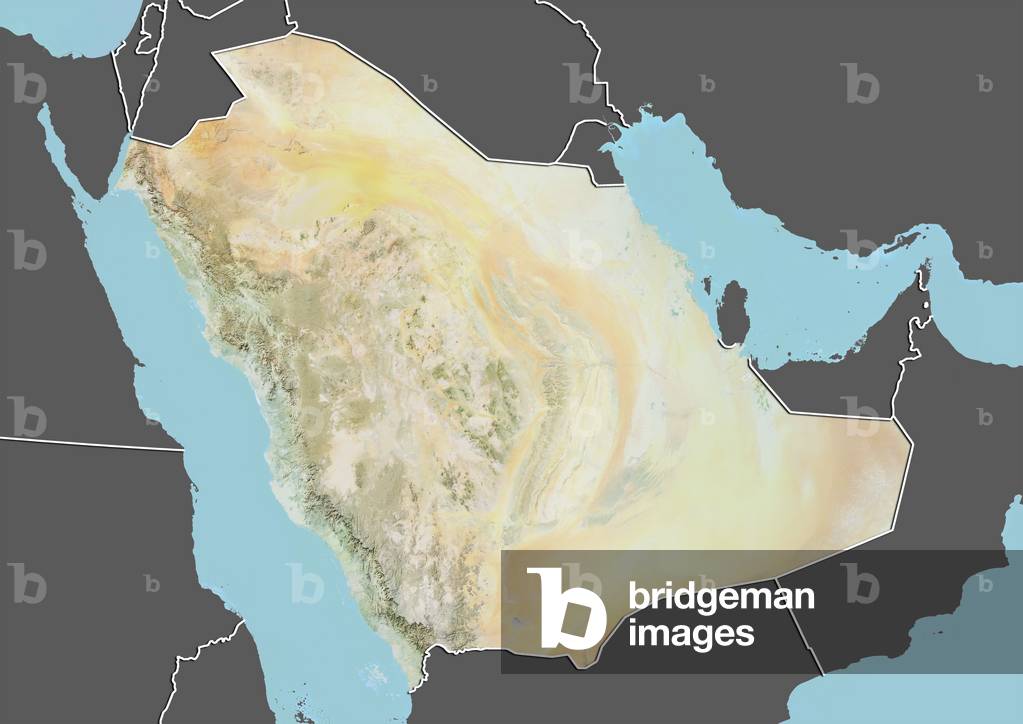 Image of Saudi Arabia, Relief Map with Border and Mask