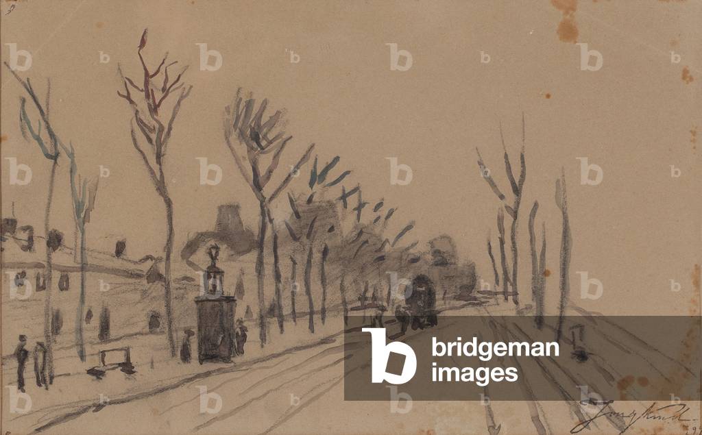 Boulevard de Port-Royal in Paris lined with trees with some characters ...