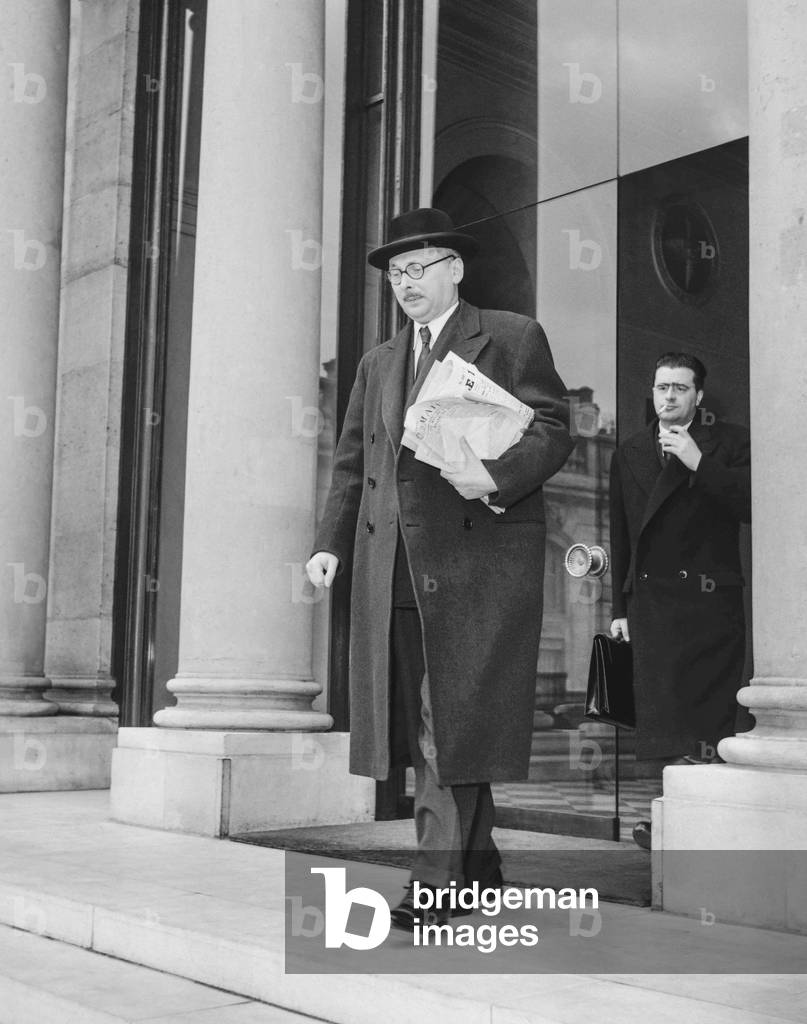 Image of Rene Mayer, French Minister of Defense, after council of Ministers