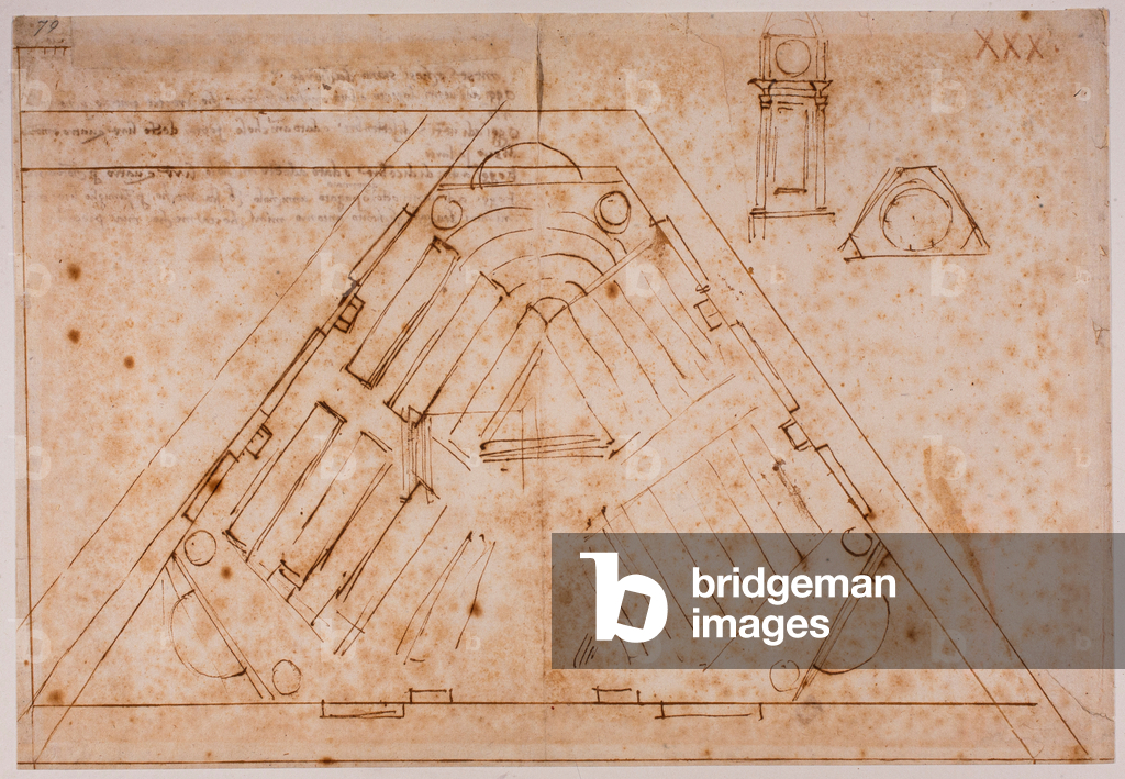 Image of Plans for the 'little library', 1525 (drawing) by Buonarroti ...