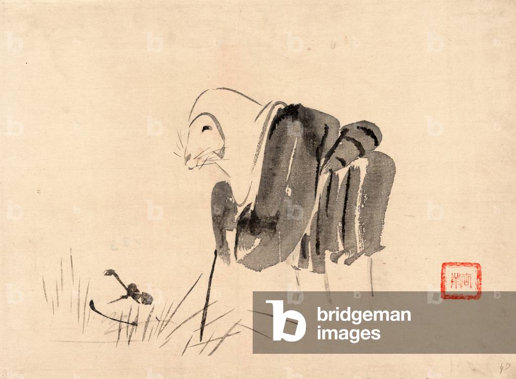 Image of Tsuri Gitsune, Drawing Shows a Fox Disguised As a