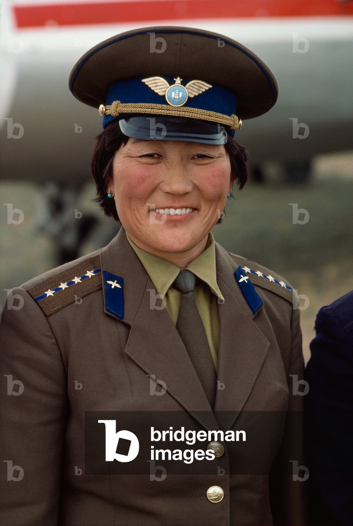 Image of Portrait of Mongolian woman airline pilot Osorgarow. Mongolia ...
