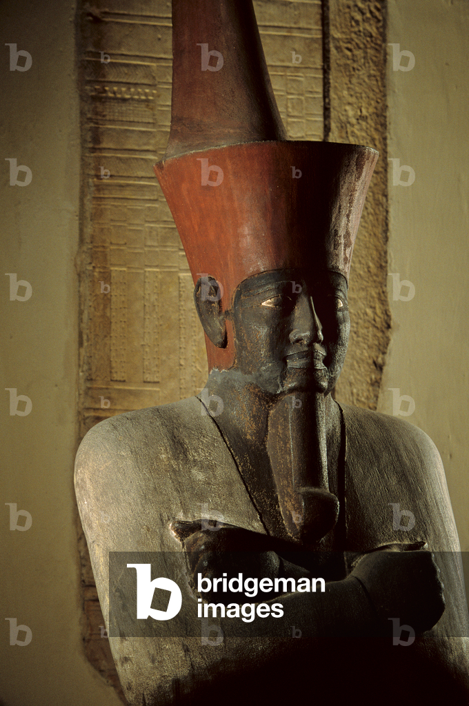 Image of Painted sandstone statue of Pharaoh Nebhepetre Mentuhotep II ...