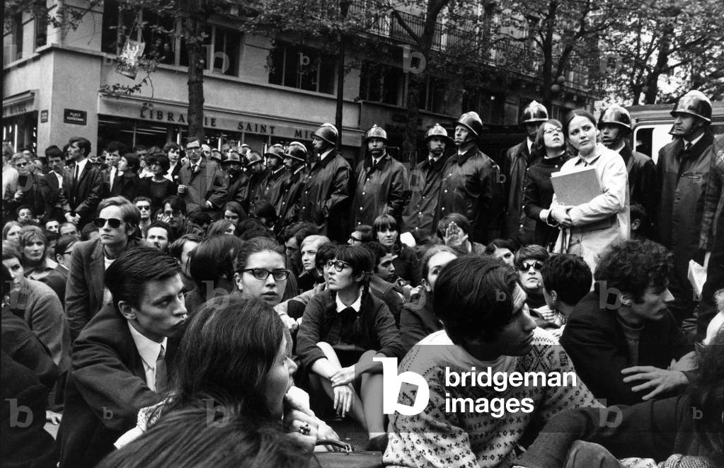 Image of May 68 : Students Demonstrating in Paris Near The Sorbonne,