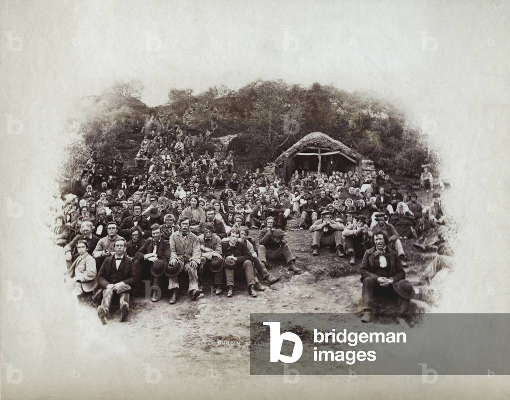 Image of Open air mass at Bunlin Bridge, County Donegal, 1867 (gold ...